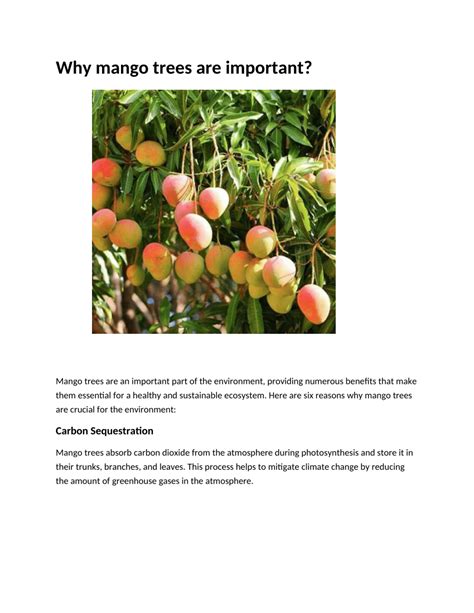 Pdf Why Mango Trees Are Important