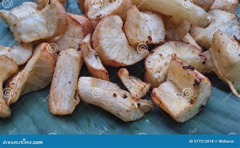 Fried Cassava In Wood Background Royalty Free Stock Image