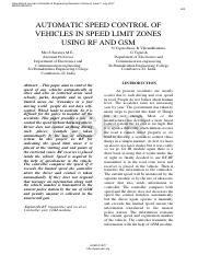 AUTOMATIC SPEED CONTROL OF VEHICLES IN SPEED LIMIT ZONES USING RF AND GSM Pdf International