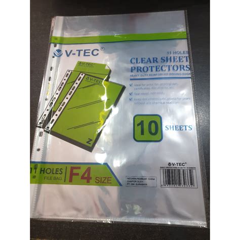 Jual Map Plastik Clear Sheet Protector V Tec F4 Pelindung Kertas Vtec