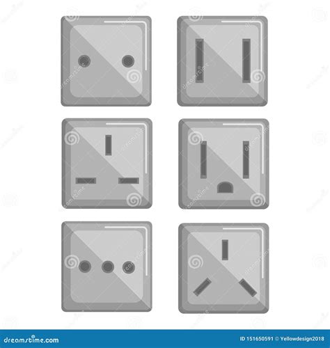 Set Of Electric Outlet Symbol Power Socket Pinctogram Plug Socket