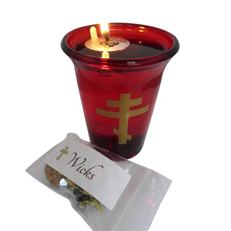 Traditional Church Votive Glass Candle Holder With Orthodox Cross Vinyl