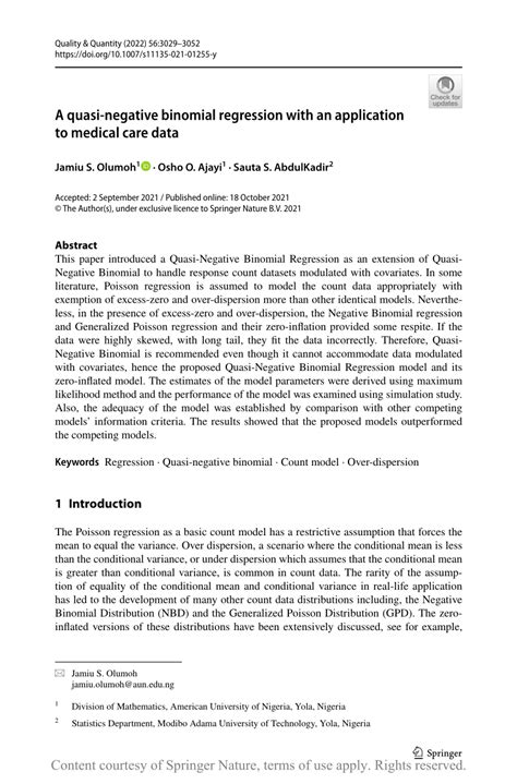 A Quasi Negative Binomial Regression With An Application To Medical