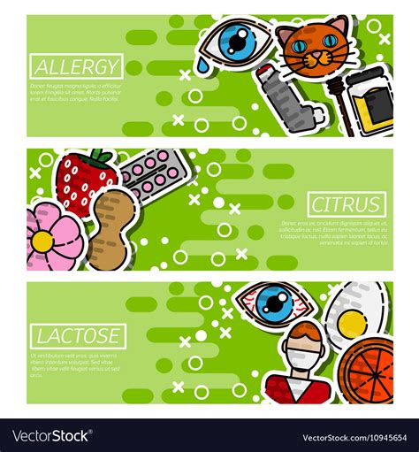 Set Of Horizontal Banners About Allergy Royalty Free Vector