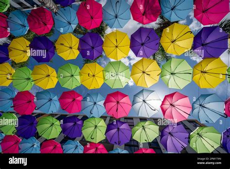 Doral Florida April 9 2023 Canopy Of Colorful Umbrellas Suspended