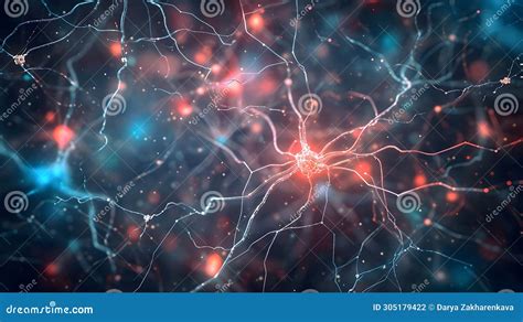 Abstract Background With Lights 3d Rendered Neuron Network With Electrical Impulses Detailed
