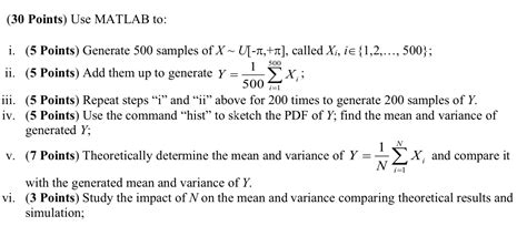 Solved 30 Points Use MATLAB To 500 I 5 Points Generate Chegg Com