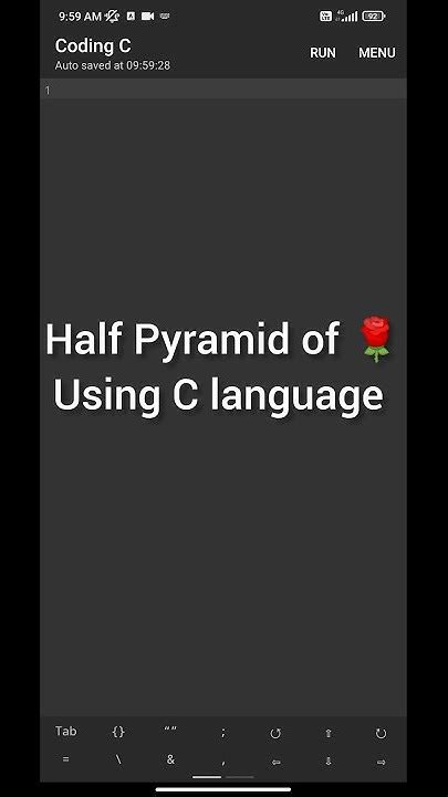 half pyramid of 🌹 using c programming language shorts cprogramming