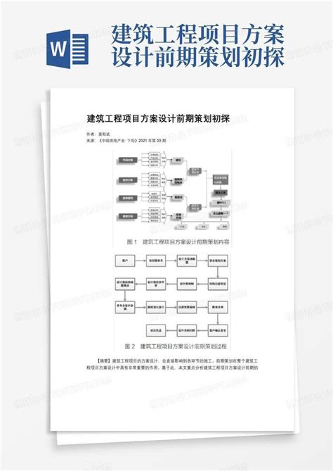 建筑工程项目方案设计前期策划初探Word模板下载 编号lxvrvygp 熊猫办公