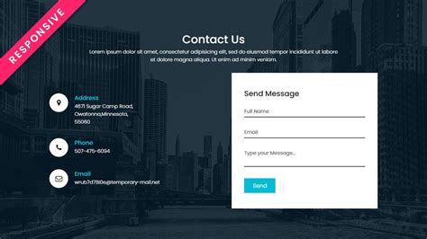 Responsive Contact Us Page Design Using Html Css Html Responsive Web