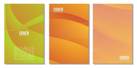 Premium Vector Set Of Covers With Abstract Orange Colorful Wave
