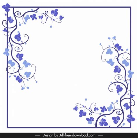 Cute Frame Template Symmetric Leaves Curves Vectors Images Graphic Art