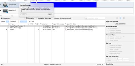 ios message sent to deallocated instance when using tab key only