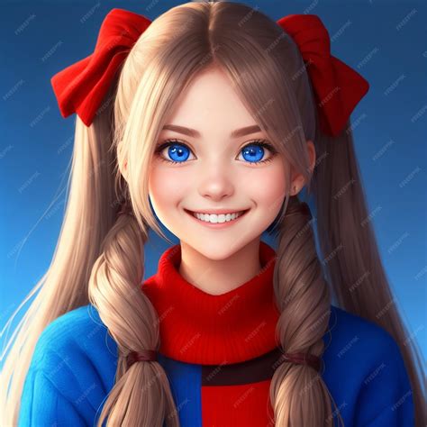 Premium Ai Image Beautiful Smiling Girl With Long Hair Twin Tails