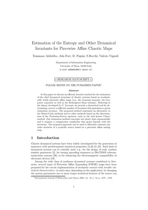 Pdf An Efficient And Accurate Method For The Estimation Of Entropy