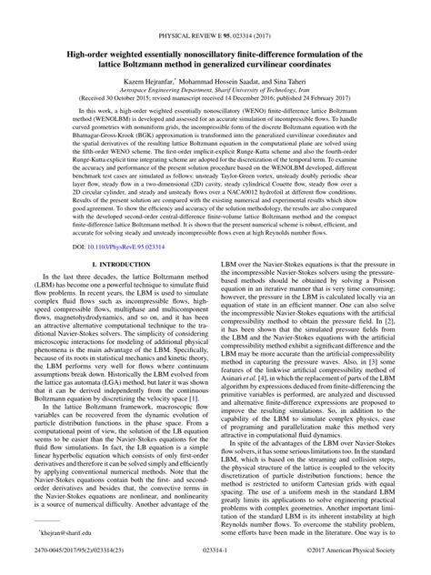 Pdf High Order Weighted Essentially Nonoscillatory Finite Difference