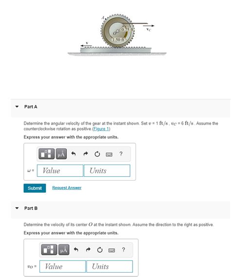 [solved] Part A Determine The Angular Velocity Of The Gear