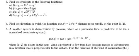 solved 3 find the gradients of the following functions a