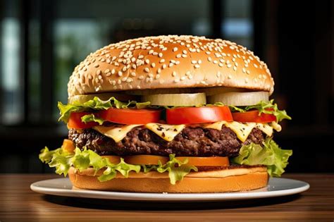 Premium Ai Image A Delicious Cheeseburger With Fresh Toppings