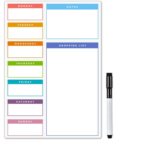 Buy TMS Magnetic Weekly Planner And Dry Wipe Pen Meal Planner And