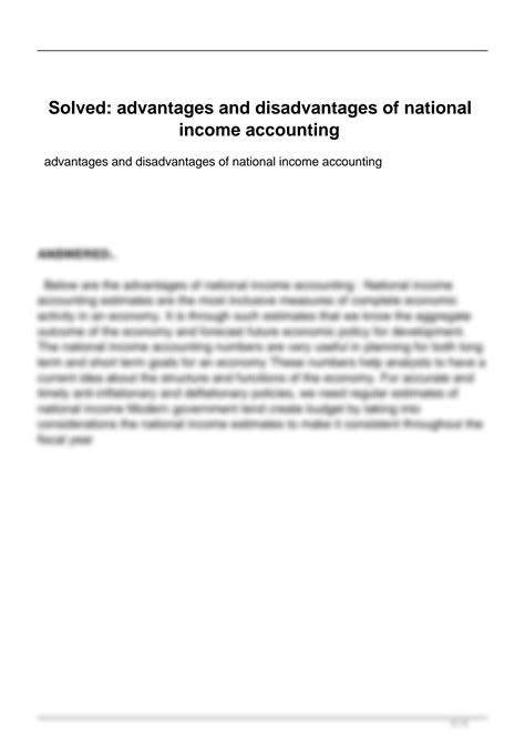 SOLUTION Solved Advantages And Disadvantages Of National Income