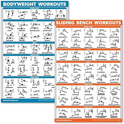 Quickfit 2 Pack Sliding Bench Workouts And Bodyweight Exercise Poster