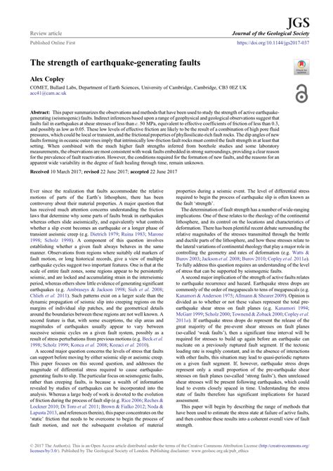 Pdf The Strength Of Earthquake Generating Faults