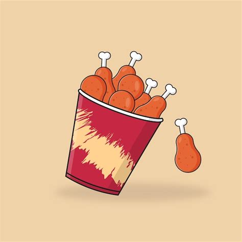 Premium Vector Bucket Of A Fried Chicken