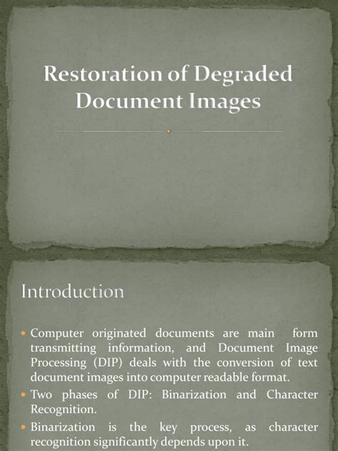 Pdf Restoration Of Degraded Document Images Ppt Dokumen Tips