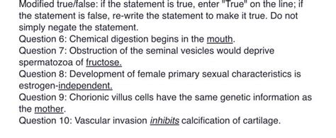 solved modified true false if the statement is true enter
