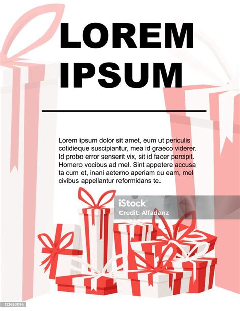 흰색 배경 광고 전단지 디자인에 컬러 리본 플랫 벡터 일러스트와 평면 흰색과 빨간색 골판지 선물 상자의 그룹 겨울에 대한 스톡 벡터 아트 및 기타 이미지 Istock