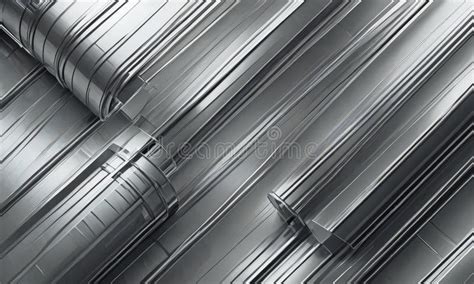 Close Up View Metallic Surface With Repeating Pattern Diagonal Lines Creating Sense Movement