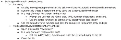 Solved Declare And Define A Class Called Restaurant With The