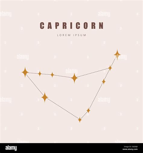 Capricorn Zodiac Constellation Horoscope Vector Illustration In Boho Style Mystery And