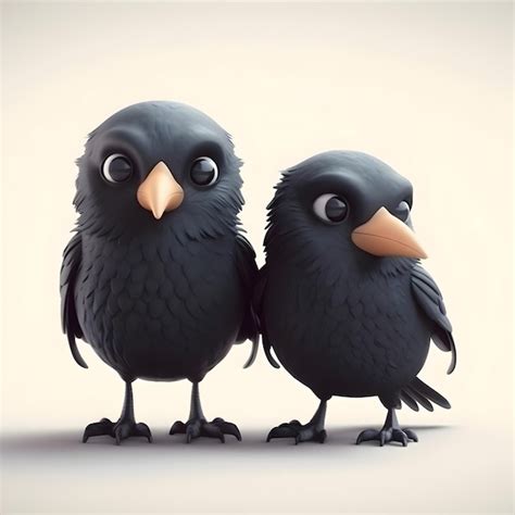 Premium Ai Image Two Black Birds Isolated On A White Background 3d