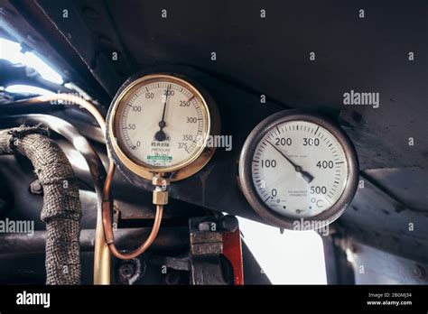 Brass Dials Inside The Cab Working British Steam Locomotive The Sir