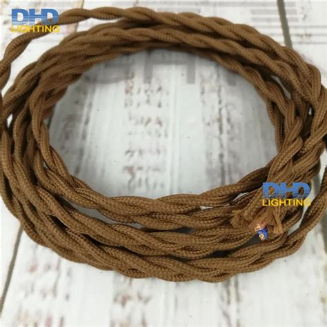 M Lot X Mm Vintage Twisted Electrical Wire BROWN Textile Cable Vintage Lamp Cord Pendant