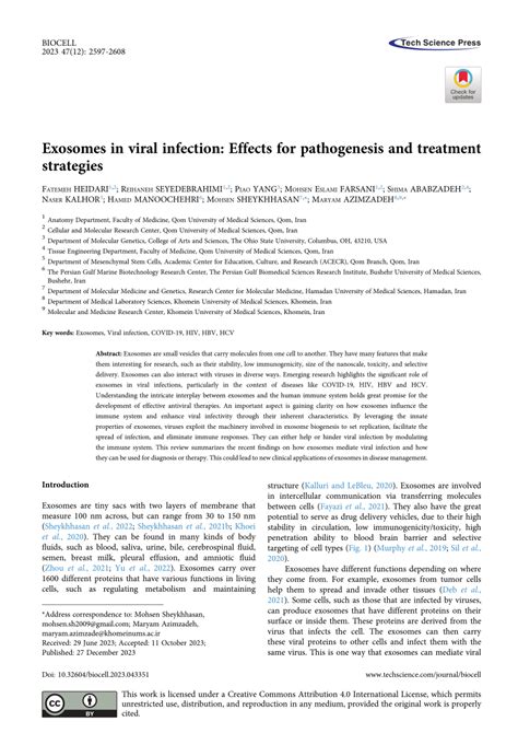 Pdf Exosomes In Viral Infection Effects For Pathogenesis And