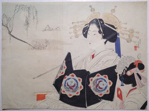 【傷や汚れあり】水野年方【濃艶眩人】 口絵 浮世絵 花魁 錦絵 吉原 月岡芳年 美人画 木版画 摺物 明治30年 古書 和本 Ukiyoeの