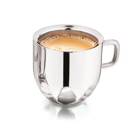 Silver Rose Design Stainless Steel Double Wall Tea Cup At Best Price In