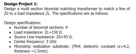 design project 1 design a multi section binomial