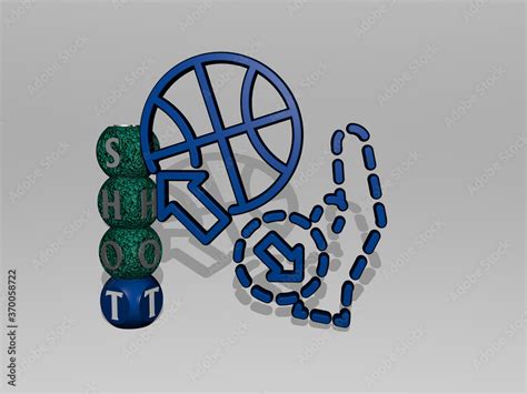 3d graphical image of shot vertically along with text built around the
