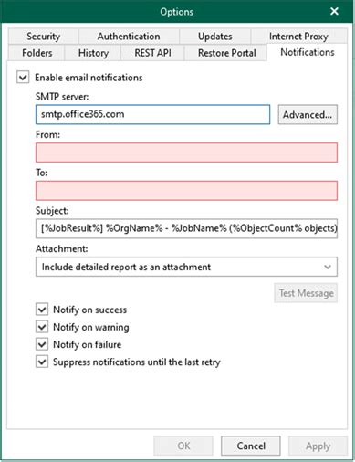 How To Configure Notification Settings With A Microsoft 365 Non Mfa Account In Veeam Backup For