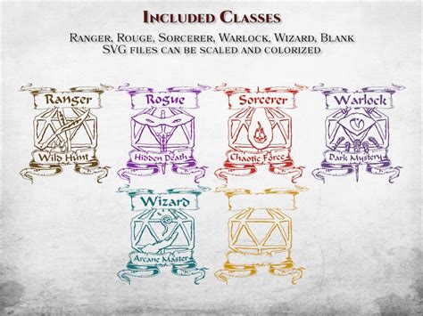 Dnd Class Emblems Svg Png Every Class Icon Incl Artificer Etsy