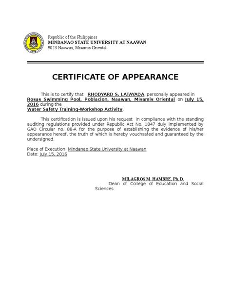 Certificate Of Appearance Business Free 30 Day Trial Scribd