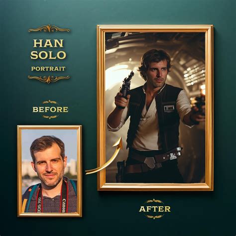 Custom Star Wars Portrait Han Solo Style Digital Illustration Digital