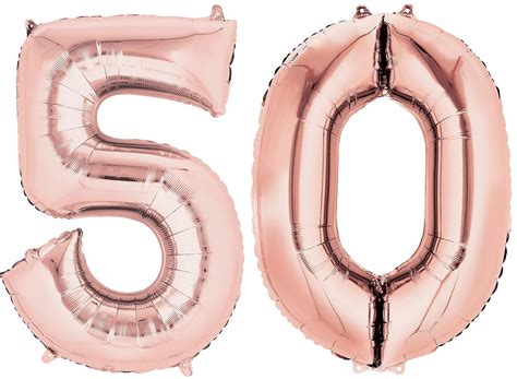 Balony Foliowe Cyfry 50 Urodziny Rose Gold 80cm 8503862036 Allegro Pl