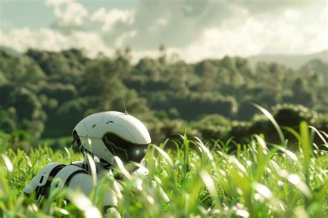 Artificial Intelligence Robot Help Farming Nature Vegetation Grassland
