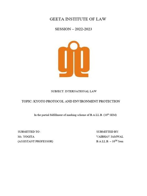 Ipr Project Pdf Kyoto Protocol United Nations Framework
