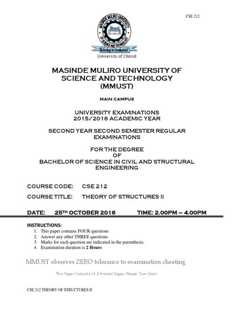 Xxx Cse 212 Theory Of Structures Ii Pdf Bending Continuum